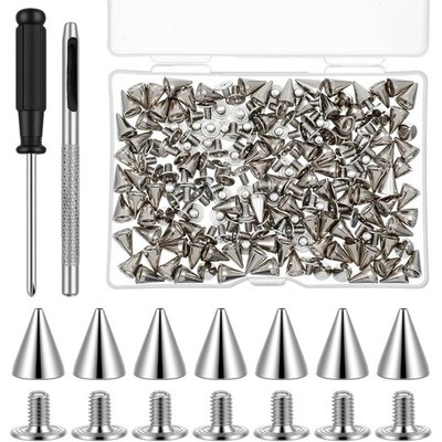 200 Pcs Cone Spikes Punk Spikes and Studs Kit Metal Tree Spike ...