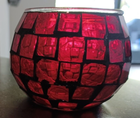 Red Mosaic Glass Candle Holder 3.55"×2.77" | eBay