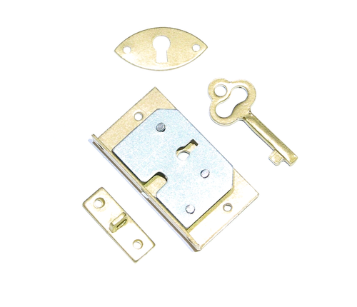 Small Gold Lock + Key Case Box Trinket Chest Box Drawer Spare Antique ...