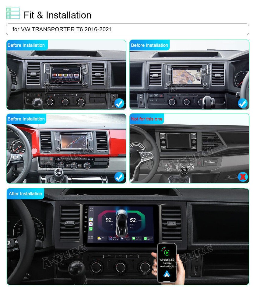 Android 14 For VW TRANSPORTER T6 2016-2021 Radio GPS+ Sat Nav Apple ...