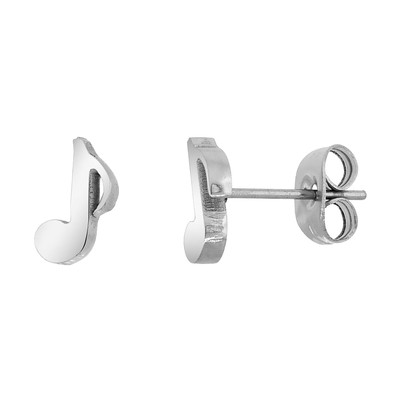 Stainless Steel Musical Eighth Note / Quaver Musical Symbol Stud ...