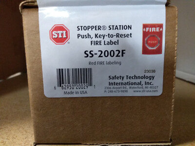 Stopper Station, Push Key-to-Reset Button, "FIRE" Label, Red, STI Model ...