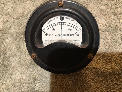 Military Radio Sealed Panel Meter +/- 100 Microamperes DC Center Scale ...