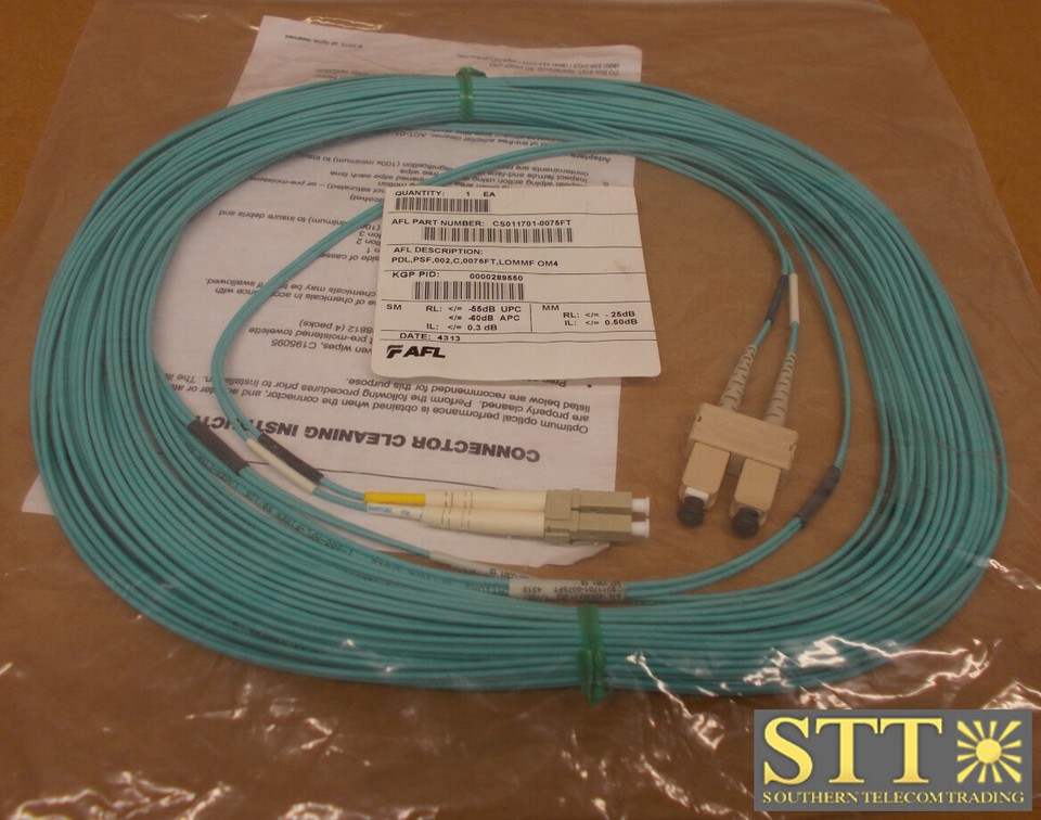 CS011701-0075FT AFL FIBER CABLE MM DUAL LC/SC 50/125 75 FT NEW | eBay