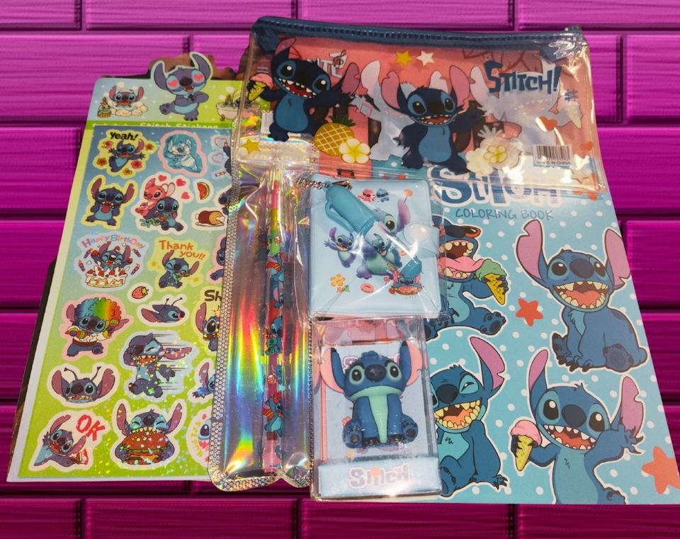 Stitch colouring stationery activity pack drawstring and gift bags x 12 ...