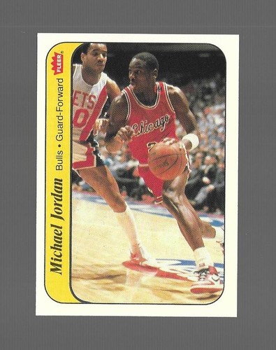 1986 MICHAEL JORDAN ROOKIE CARD FLEER STICKER #8 HALL OF FAMER ...