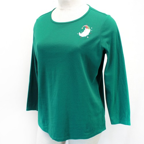 Quacker Factory Plus Green Christmas Santa Claus embroidered shirt ...