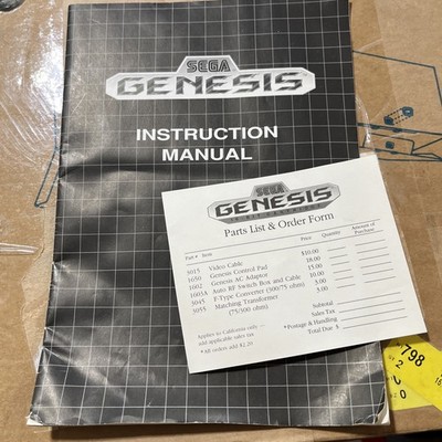 Vintage Original 1992 Sega Genesis Instruction Manual & Parts List ...