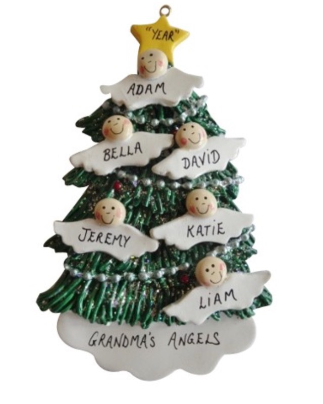 Personalized Angel Tree Family of 6 Christmas Ornament | eBay