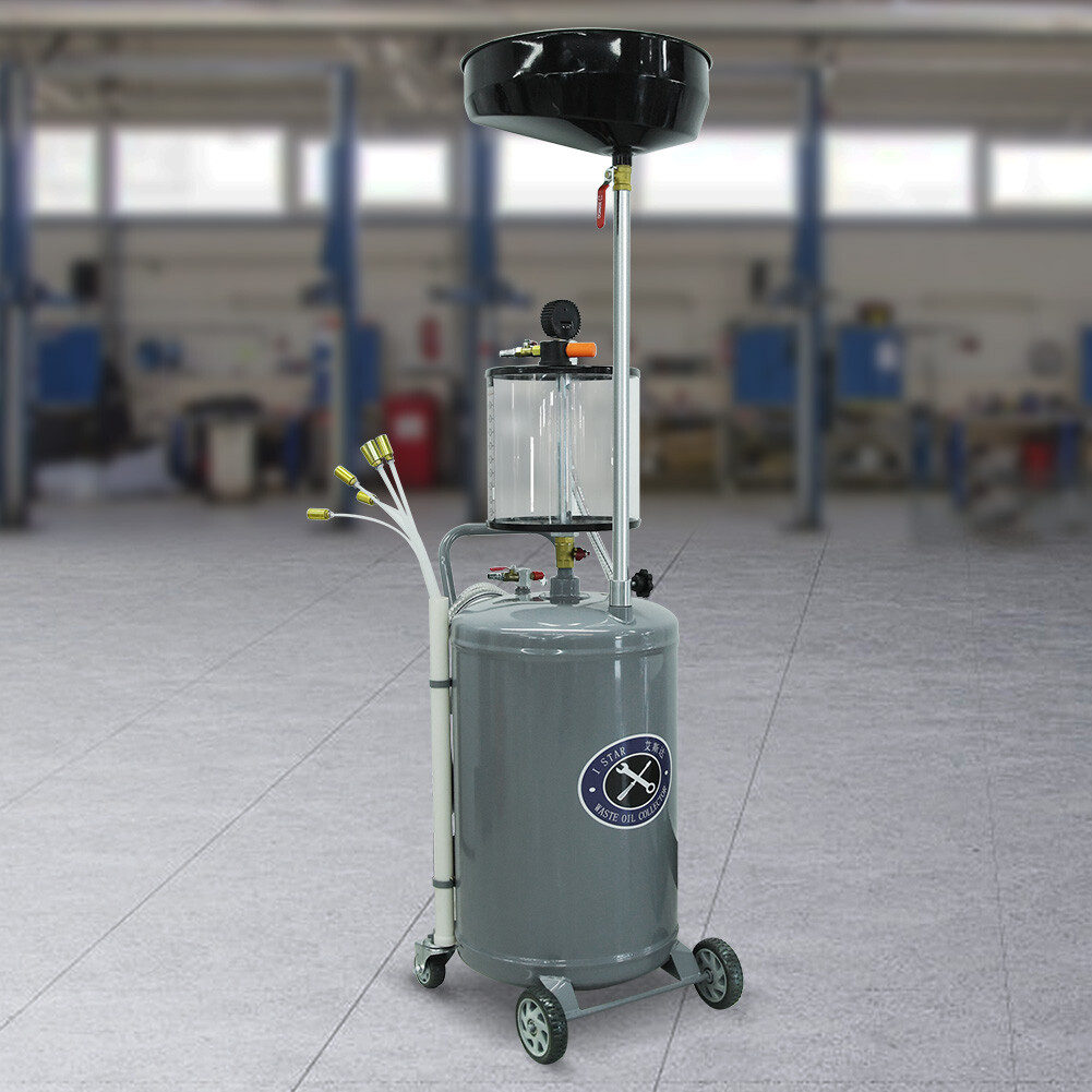 70L Waste Oil Drain Tank Garage 15Gal Air Oil Waste Drainer Extractor ...