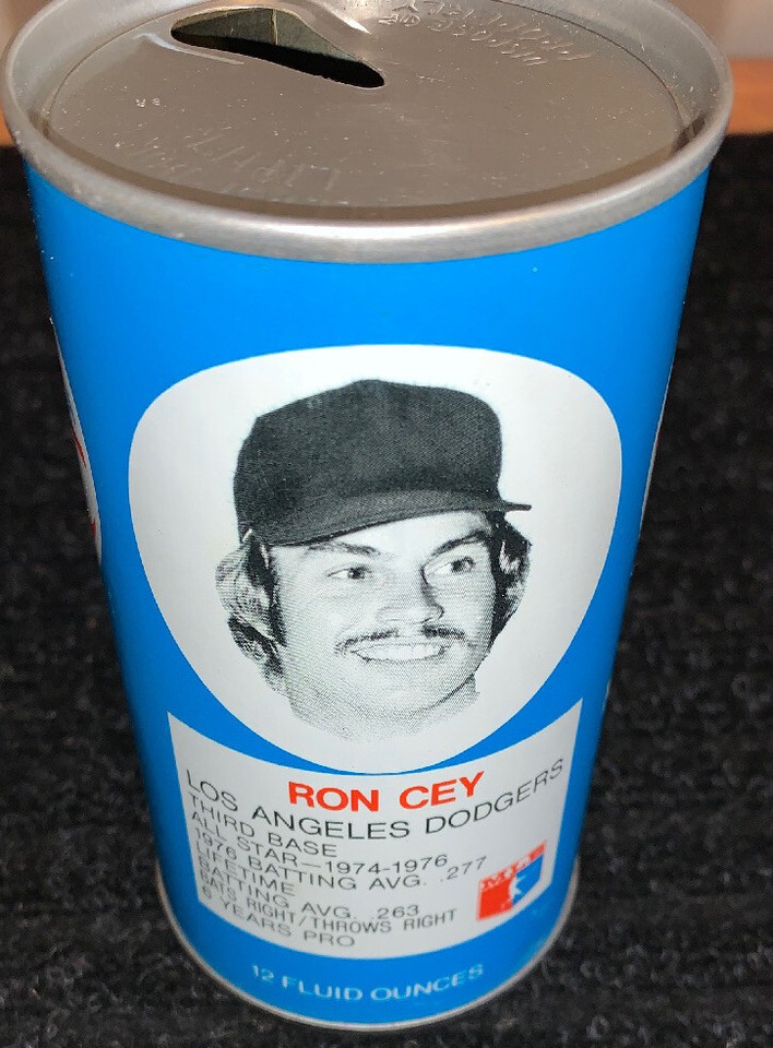 1977 RC COLA CAN RON CEY DODGERS VINTAGE SODA DRINK METAL ODDBALL CARD ...