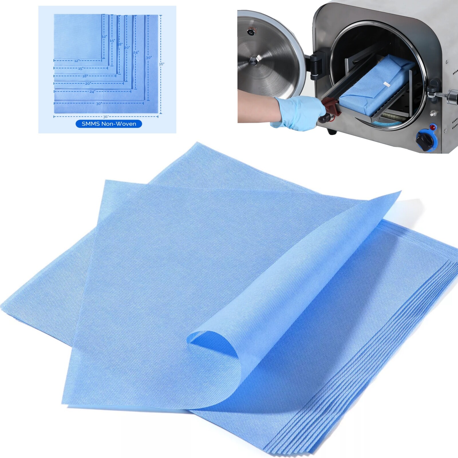 JMU Autoclavable CSR Sterilization Wraps 15" x 15" Blue Up to 1000/PK ...