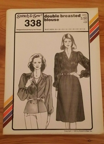 STRETCH & SEW DOUBLE BREASTED BLOUSE PATTERN 338 SIZE 30-44 FREE ...