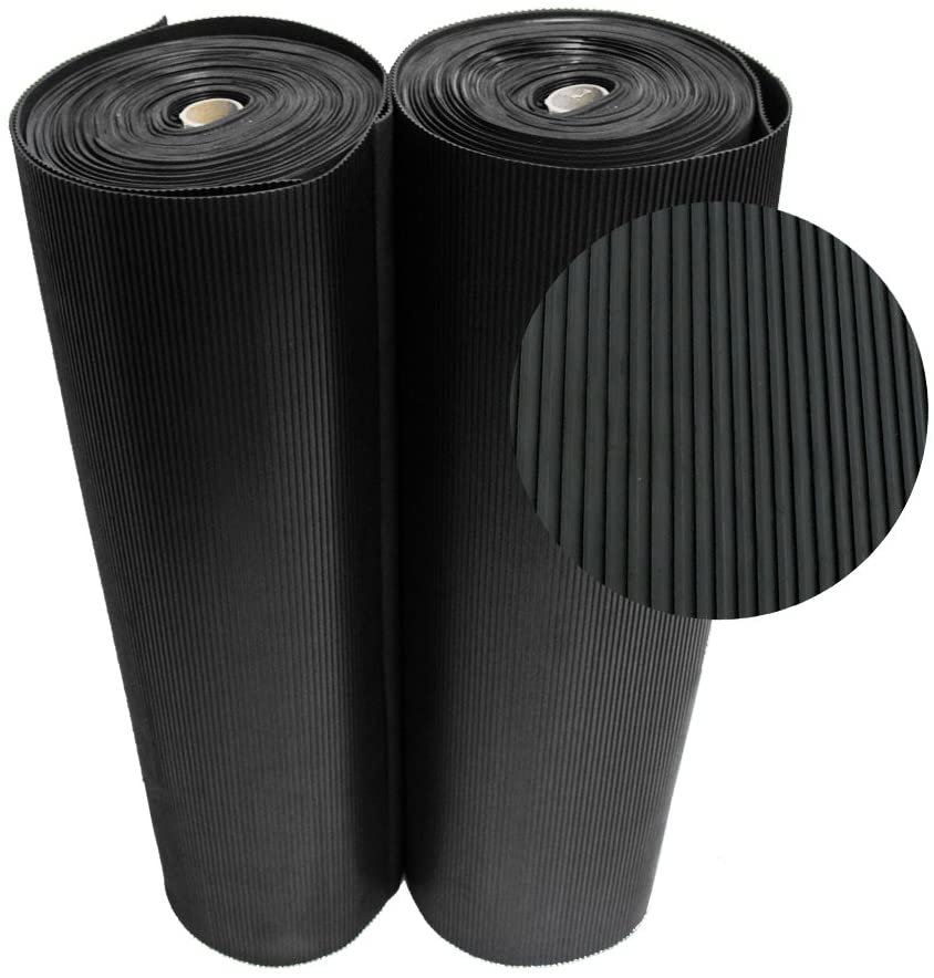 ″Ramp-Cleat″ Non-Slip Outdoor Rubber Mats - 1/8 in X 3 Ft X 8 Ft Fl ...