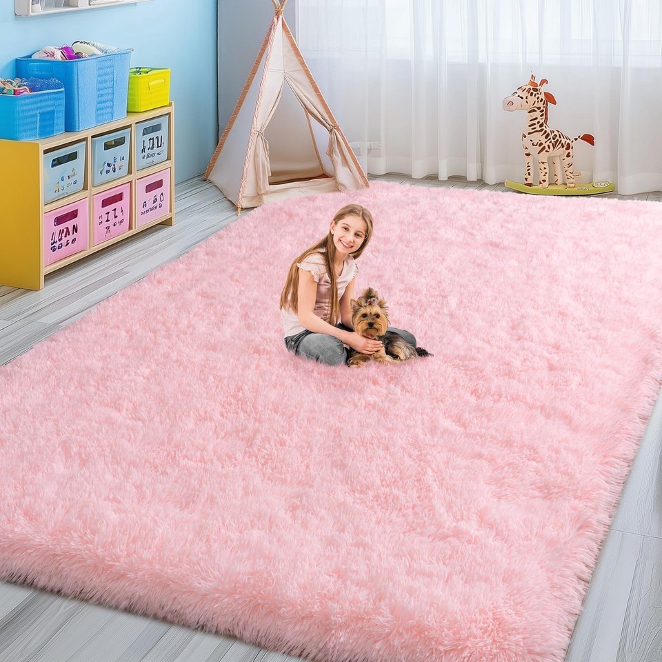8x10 Area Rugs for Living Room, Large Pink Fluffy Rugs for Bedroom ...
