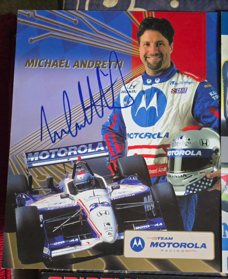 Dario Franchitti & Michael Andretti Signed cards, Villeneuve &De Matta ...