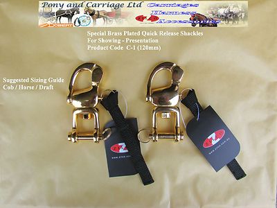 Horse Harness Trace to Carriage Quick Release Brass Snap Shackles 3 ...
