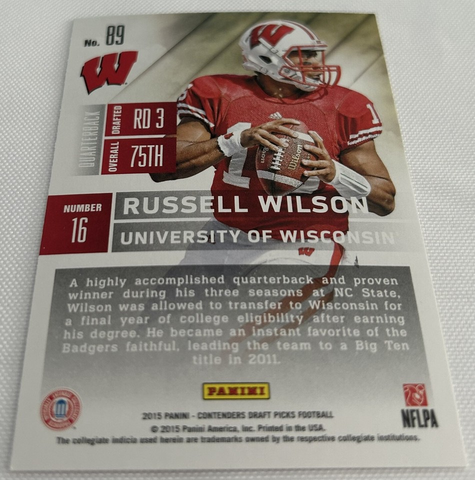 2015 Contenders Draft Football Russell Wilson Wisconsin Badgers Season ...