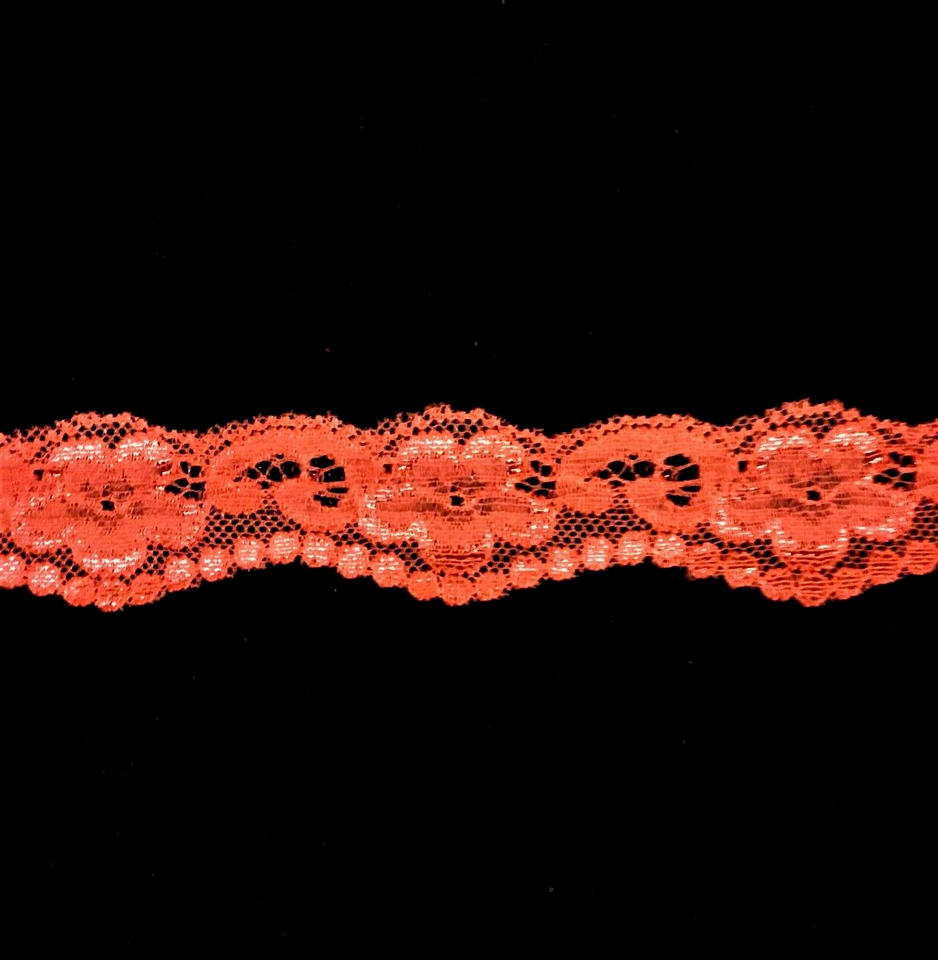 Double Scalloped Stretch Lace Trim Shiny Lace Edging 1-1/4" Coral 5 yds ...