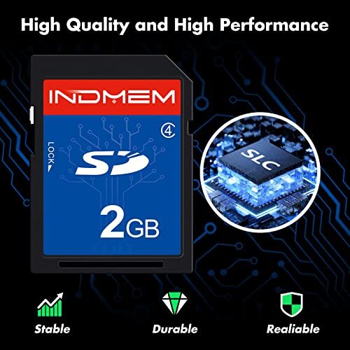 INDMEM 2 Pack SD Card 2GB Class 4 Flash Memory Card 2G SLC Stanard ...