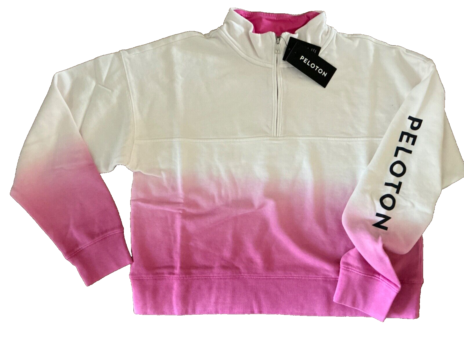 PELOTON Pink OMBRE 1/2 Zip Pullover Sweatshirt Womens Size LARGE $72 ...