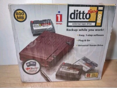 IOMEGA DITTO EASY 800MB External Tape Drive In Box Technology VTG Geek ...