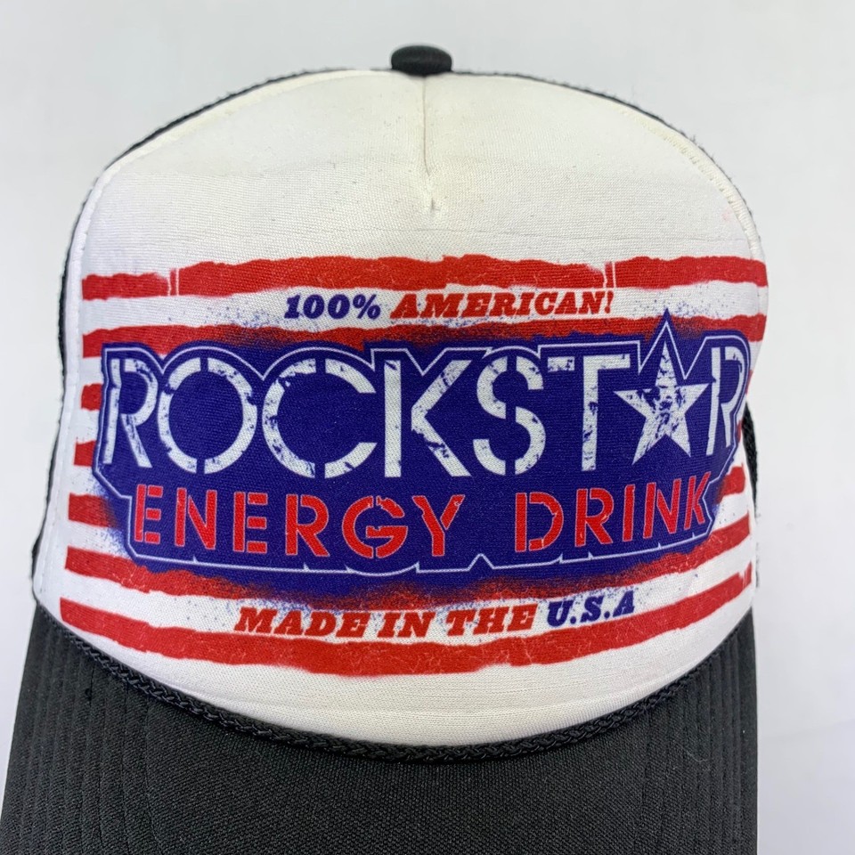 Vintage Rockstar Energy Drink Trucker Hat Black White USA Made Cap | eBay