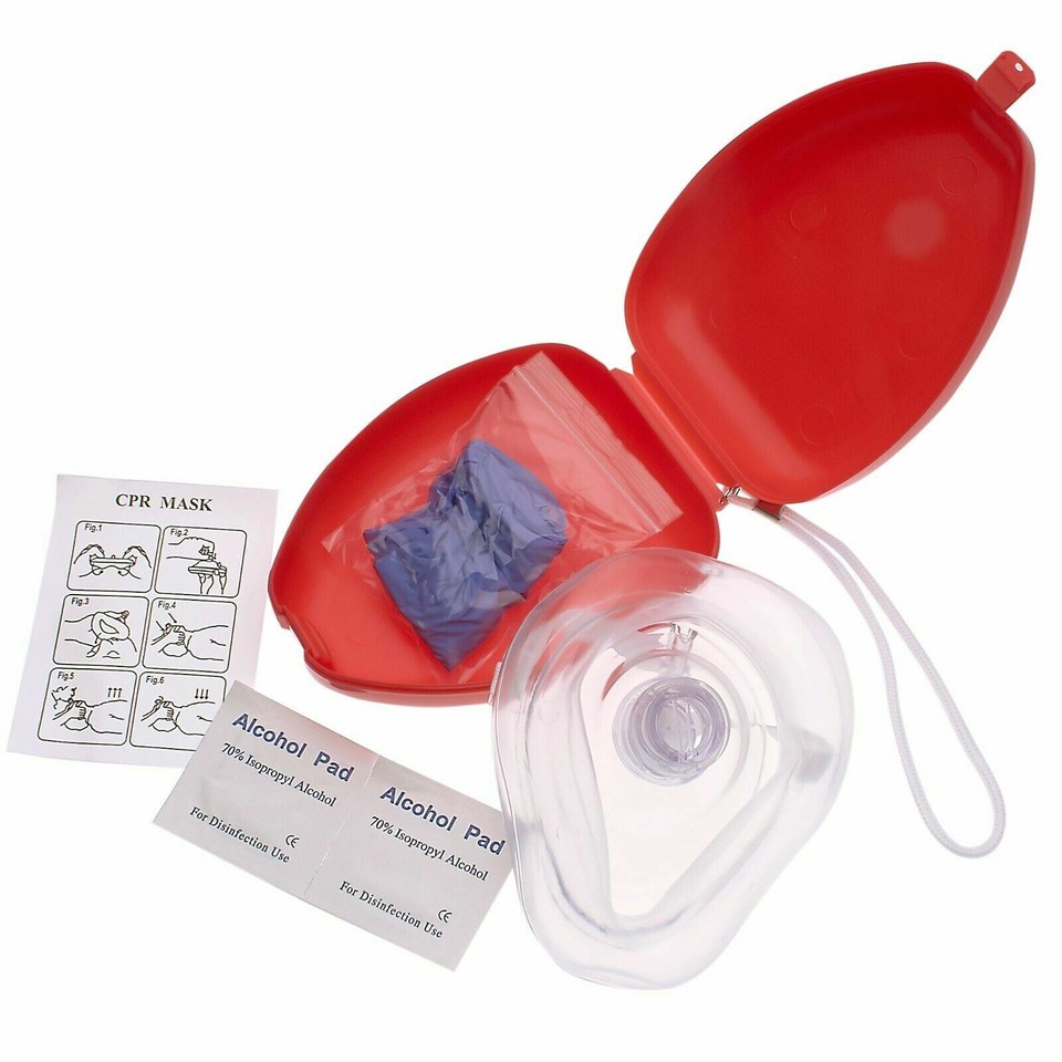 1 Pocket CPR mask in Hard Case - Mask w/O2 with Gloves | eBay