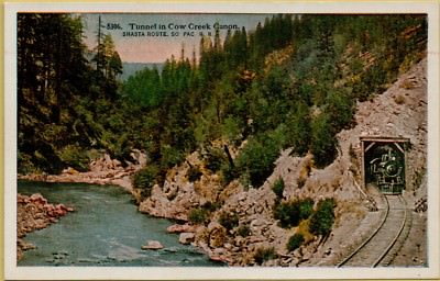 Tunnel in Cow Creek Canon Shasta Route S.P. Railway RR Train OR ...