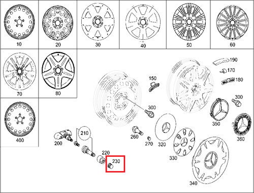 NEW GENUINE MERCEDES BENZ SET OF 4 PLASTIC GREY VALVE CAPS A0004010609 ...