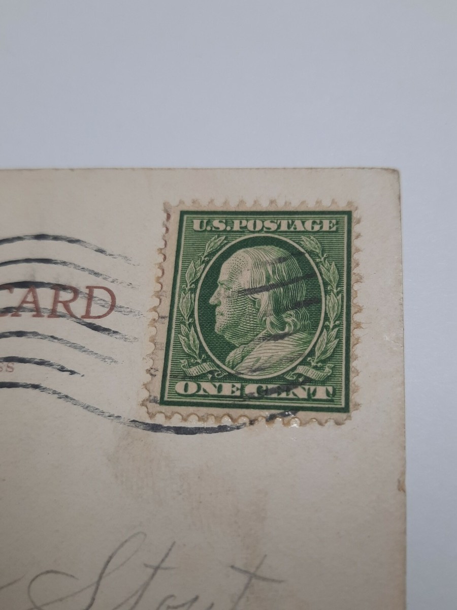 Back Of A Postcard With Stamp