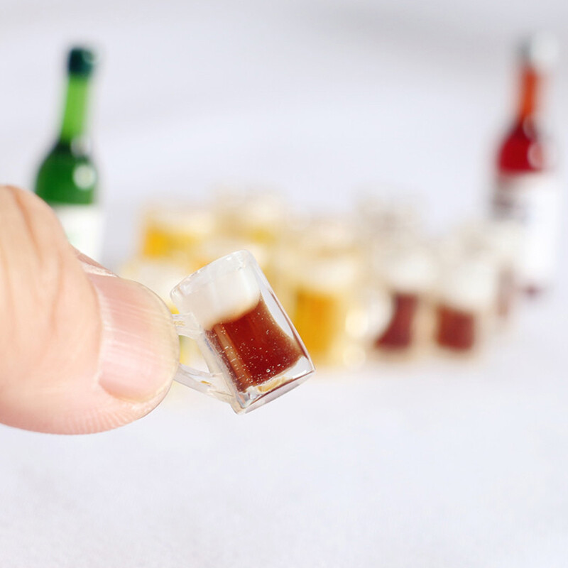 2PCS Dollhouse Mini Beverage Beer Cup Bottle Micro Landscape DecoratiAW ...