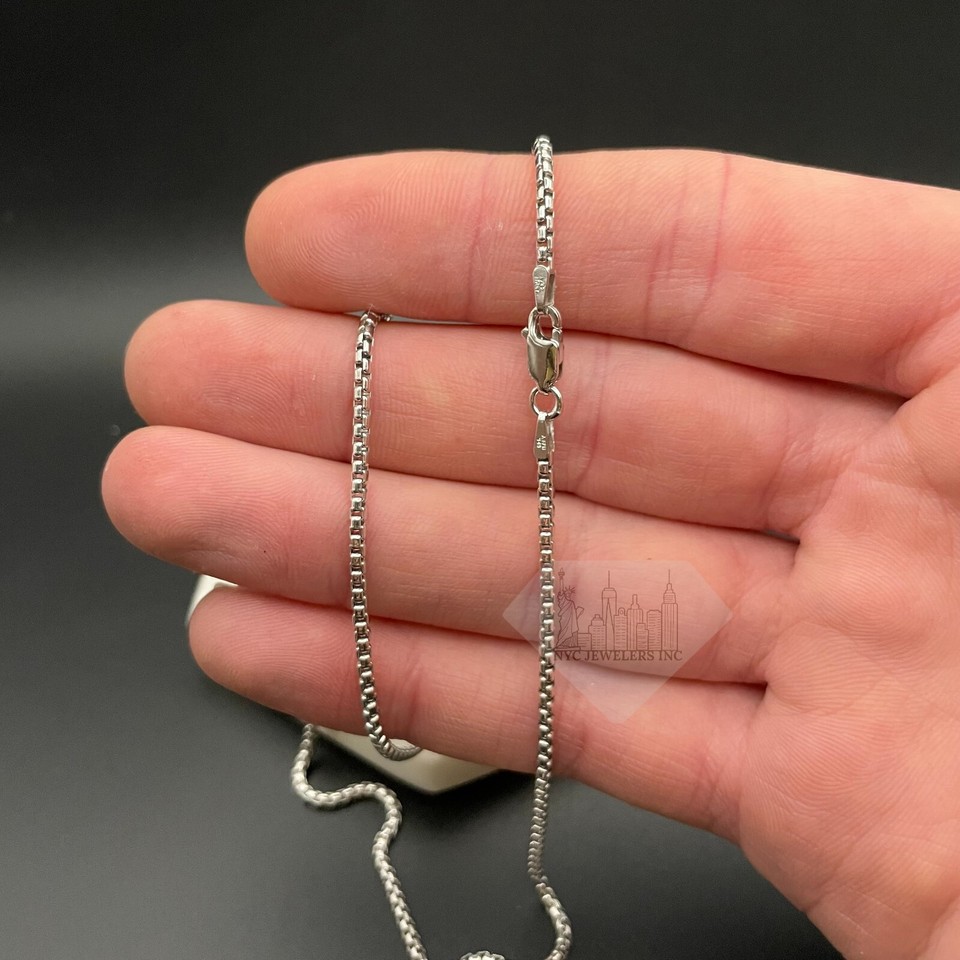 Solid Sterling Silver Rounded Box Link Chain Necklace 925 Silver Chain ...