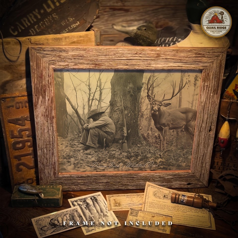 Dream Buck Whitetail Deer Art Print Bow Hunting Fishing Cabin Wall ...