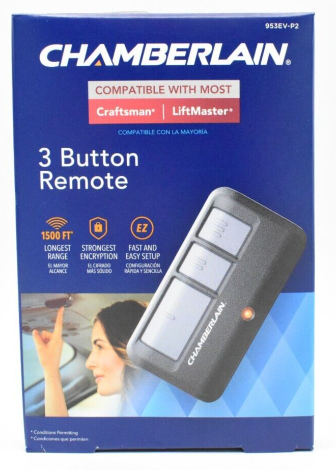 Chamberlain 953EV-P2 3-Button Garage Door Remote Control - Sealed Box ...