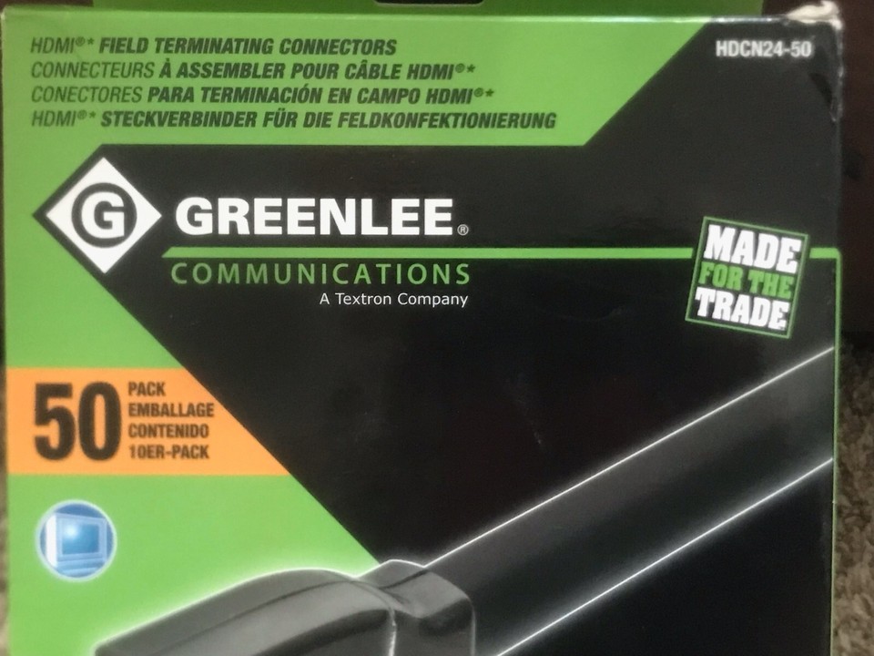 HDMI Cable termination connectors Greenlee HDCN24-50 plus 10 (60 total ...