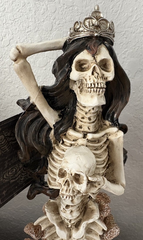 FOLKLORE Halloween MERMAID SKELETON wearing crown, skull BEACH HOUSE ...