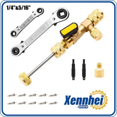HVAC Wrench Tool AC Schrader Valve Core Remover Set 1/4 and 5/16 Port ...