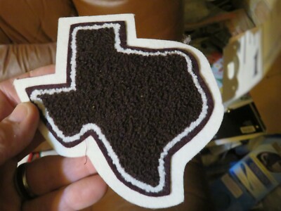 Chenille Texas State Shape Applique Patch - Iron Brown with White Trim / border | eBay