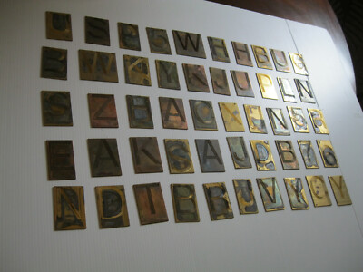 Vintage Brass Stamped ( etched ) ~ 50 pc Letters & Numbers ~ Unusual ...