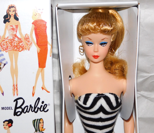 Vintage Barbie Reproduction #1 Ponytail Doll Swimsuit HOLES IN FEET New ...