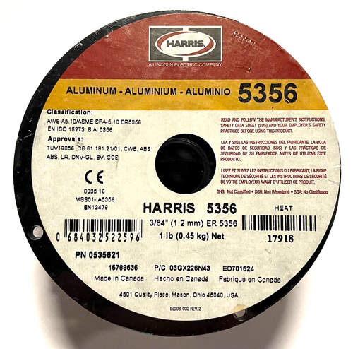 Harris 5356 3/64" x 1LB Spool Aluminum General Purpose MIG Welding Wire ...