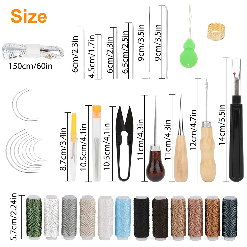 48pcs Leather Thread Stitching Needles Awl Hand Tools Kit for DIY ...