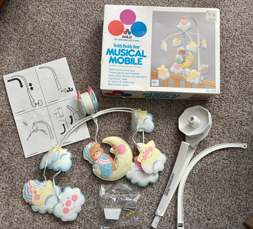 Vintage DOLLY Teddy Beddy Bear Musical Mobile Nursery Baby Decor ...