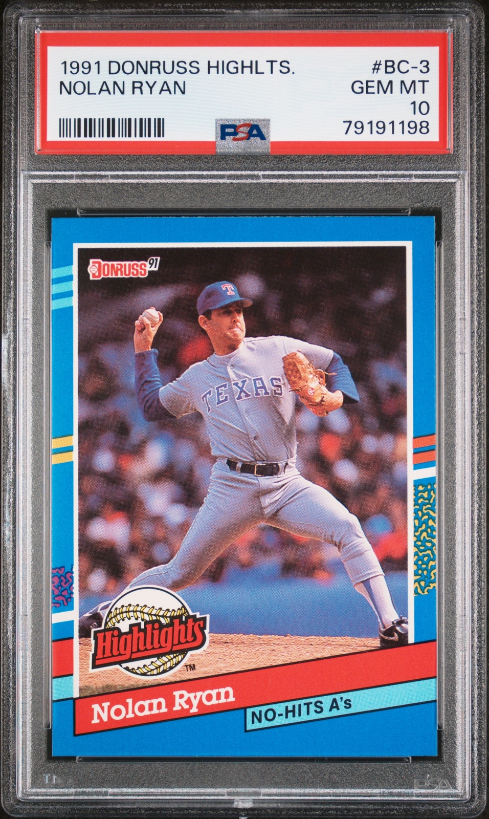 Nolan Ryan 1991 Donruss Highlights Baseball Card #BC-3 Graded PSA 10 | eBay