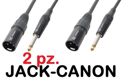 COPPIA CAVI AUDIO CANON CANNON XLR MASCHIO JACK MASCHIO 3 MT. casse ...