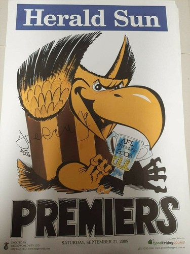 2008 Hawthorn FC - AFL Premiership Weg Poster - signed by Shane ...