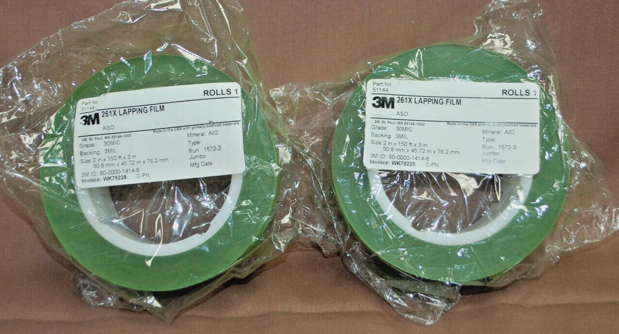 3M Green 261X Lapping Film Roll 30MIC 3MIL 2 in x 150 ft x 3 in 2 Rolls ...