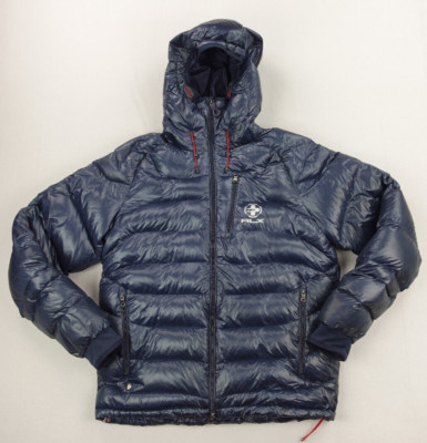 Ralph Lauren RLX Jacket Medium Blue Puffer Down Ski Jacket Coat Hooded ...