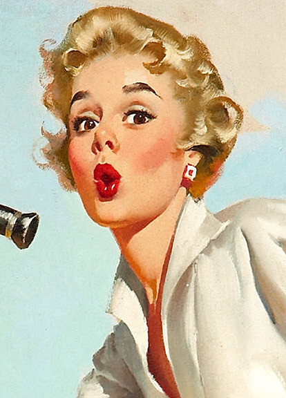 "What a View" Vintage Style Elvgren Pin-Up Girl Telescope Poster ...